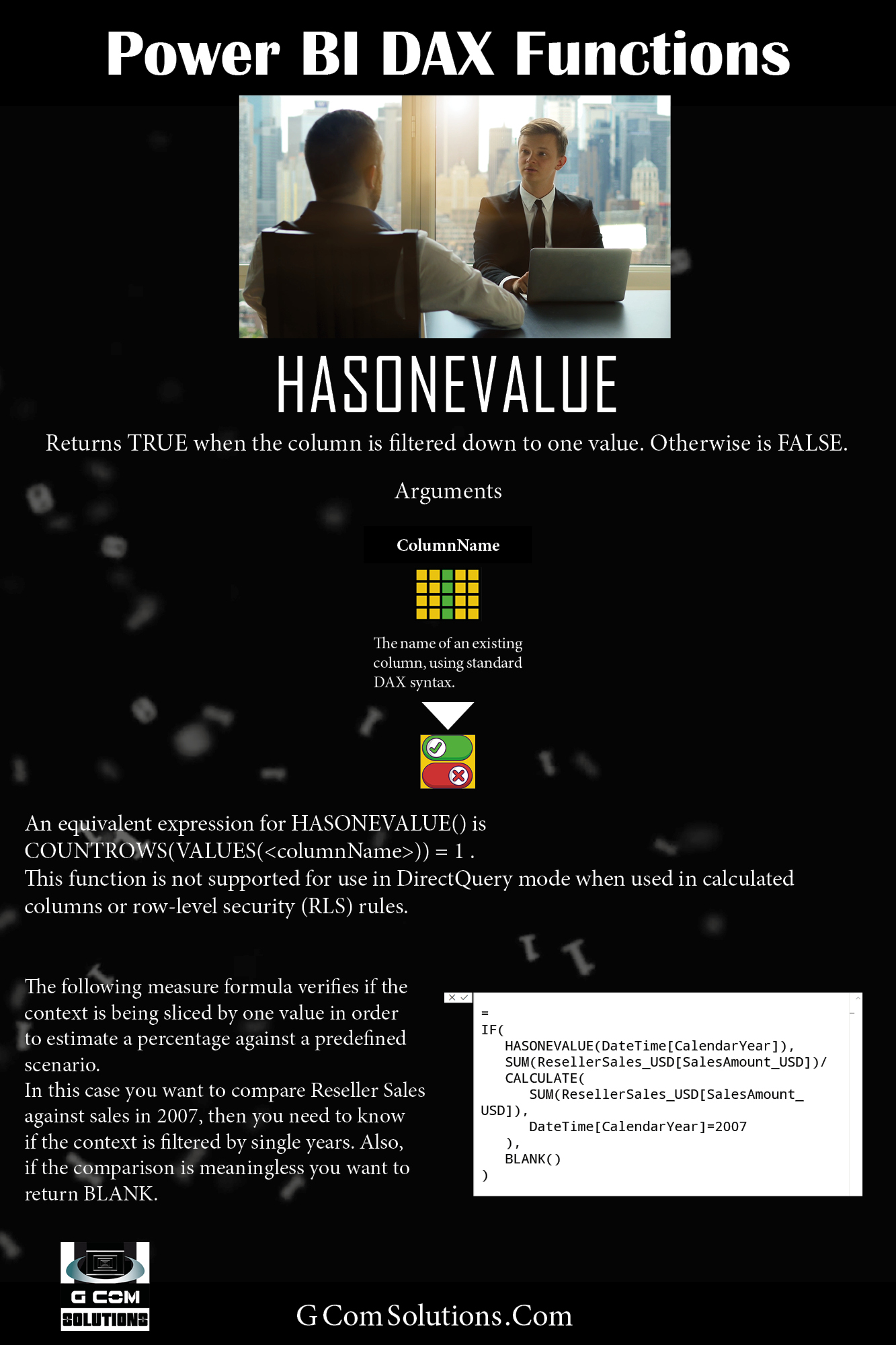 DAX HASONEVALUE Function